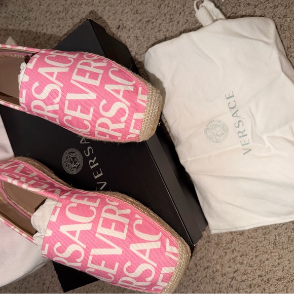 Versace | Shoes | Versace Pink Logo Espadrilles | Poshmark